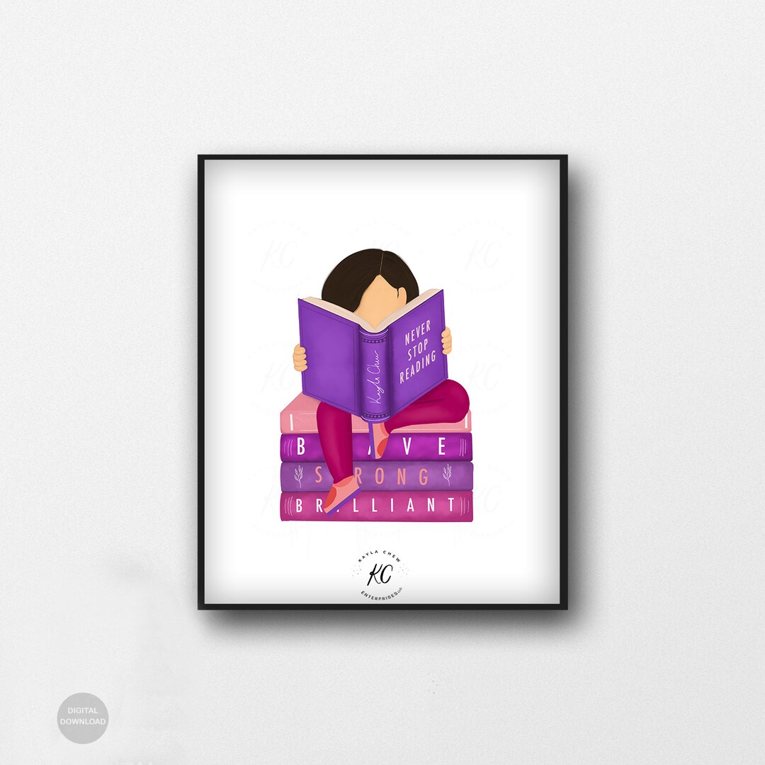 Readers Art Printable, Girls Room, Book Art, Reading Corner, Printable ...