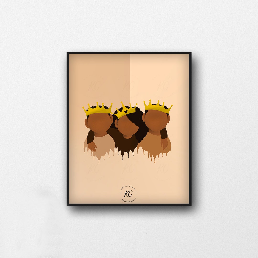 Young Kings and Young Queen, Brothers and Sister Art Printable, Afro ...