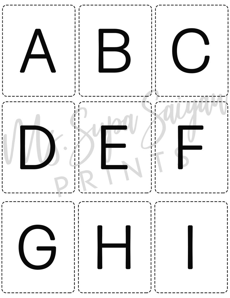 Alphabet Flashcards Printable Uppercase Lowercase Dashed | Etsy