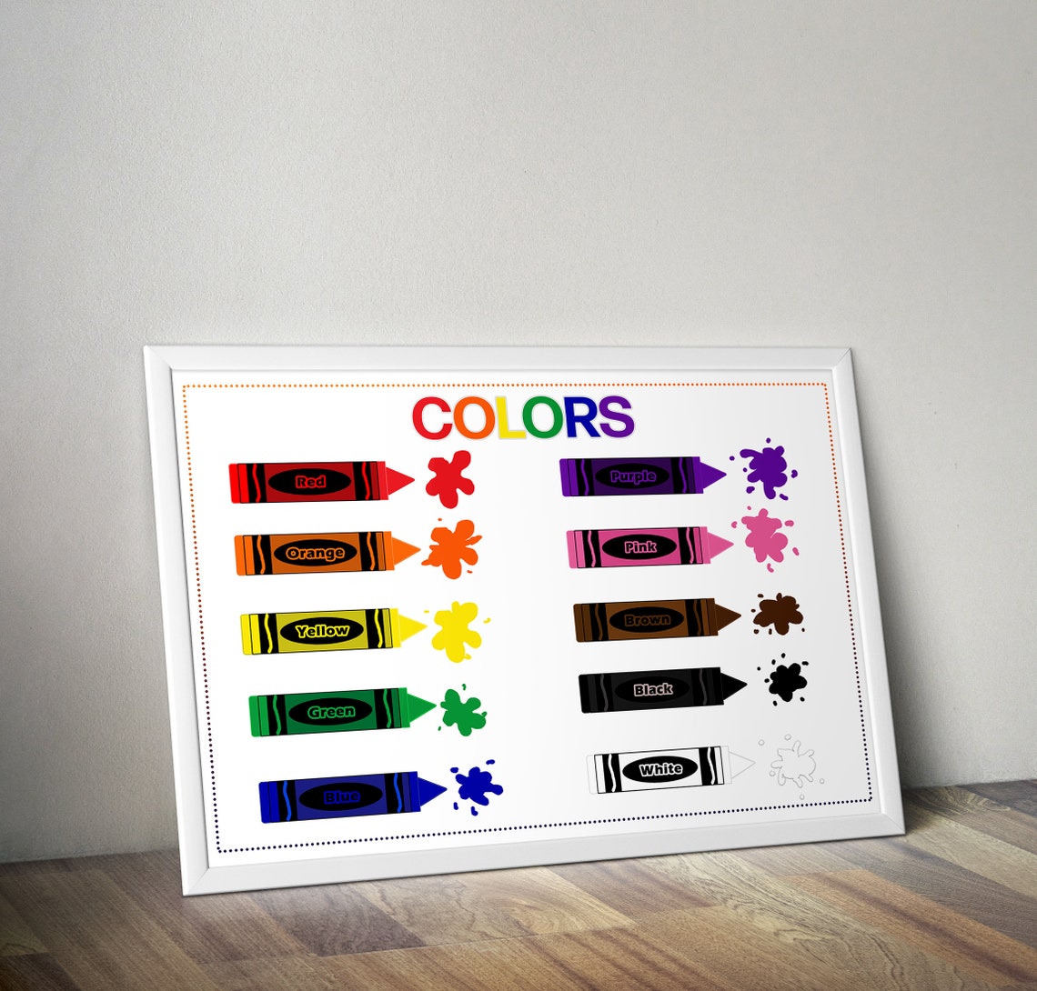 Colors Printable Poster Nursery Art Preschool Poster - Etsy