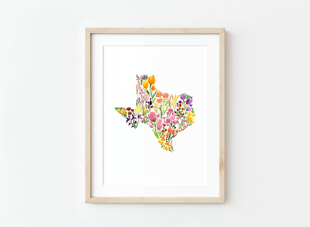 Texas Watercolor Art Print, Texas Flower Art, Watercolor Painting ...