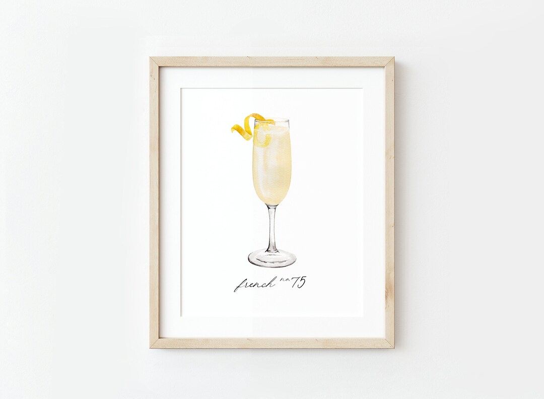 French 75 Cocktail Watercolor Art Print - Etsy
