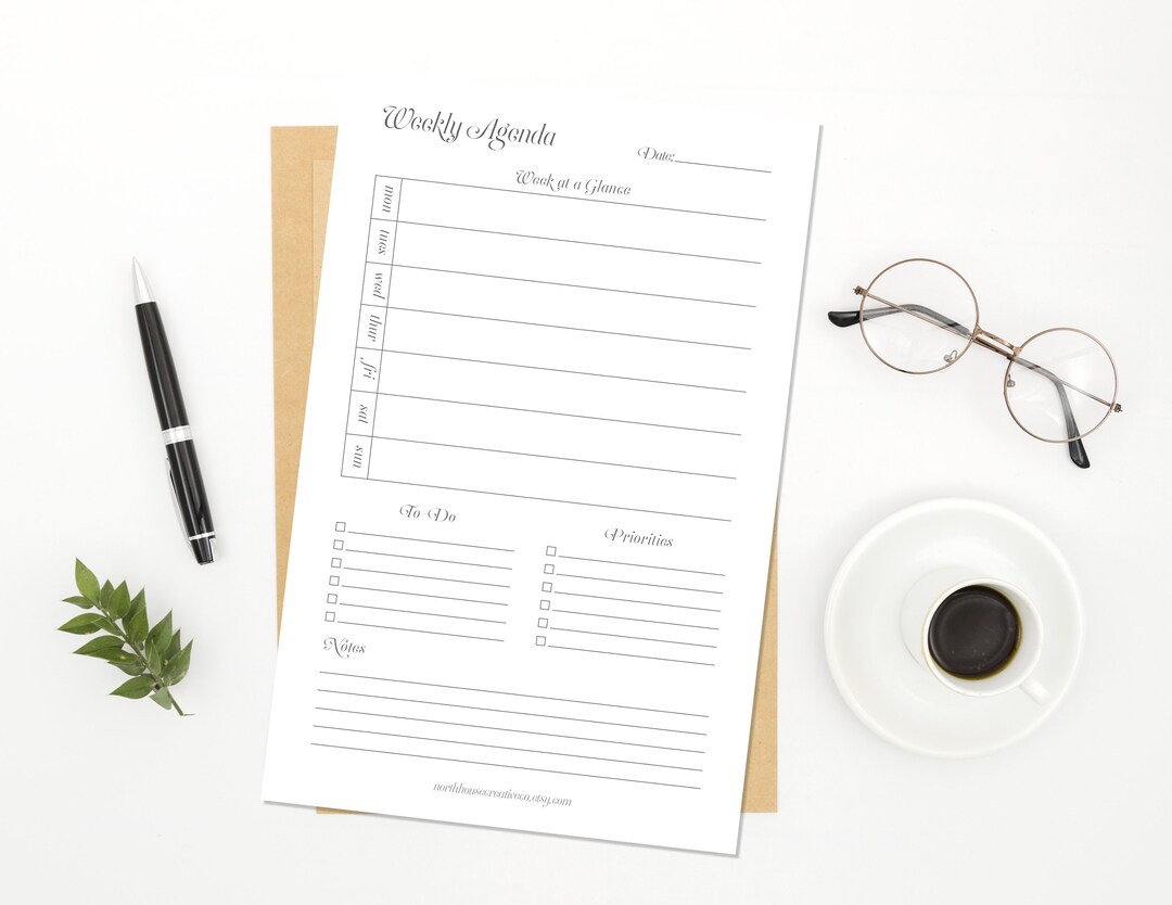 Printable Weekly Agenda: Half Sheet Planner (PDF Download) - Etsy