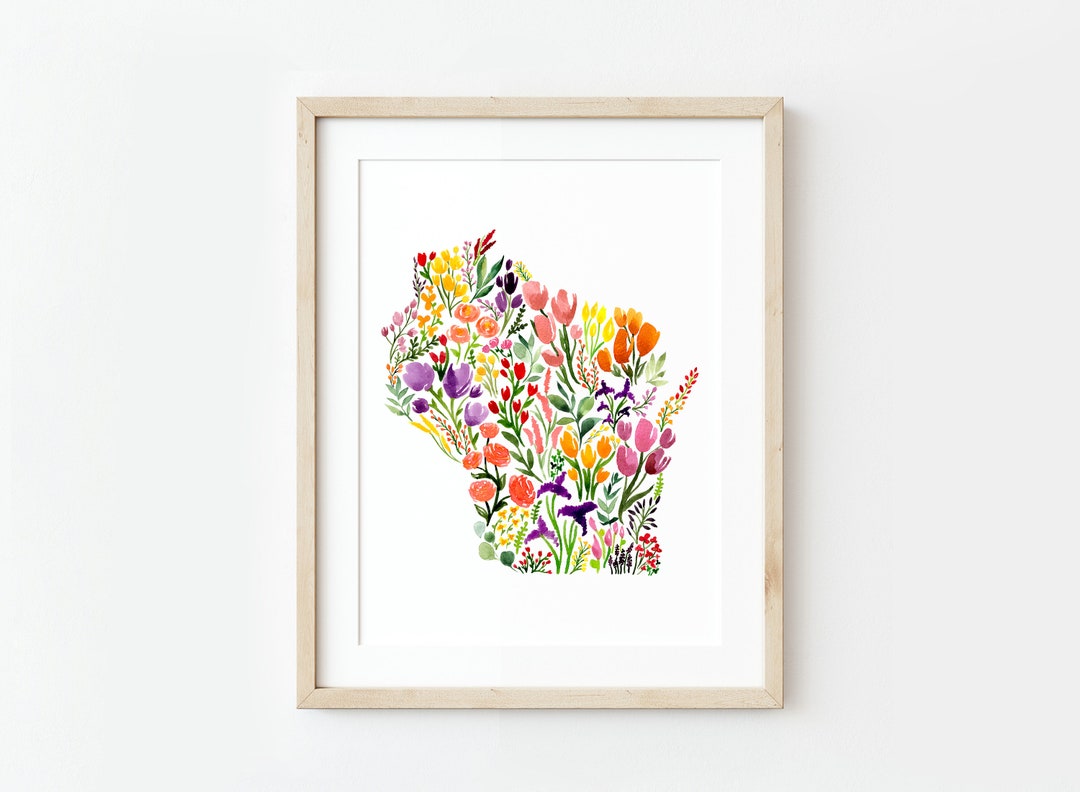 Wisconsin Wildflower Watercolor Art Print: Midwest Floral Painting - Etsy
