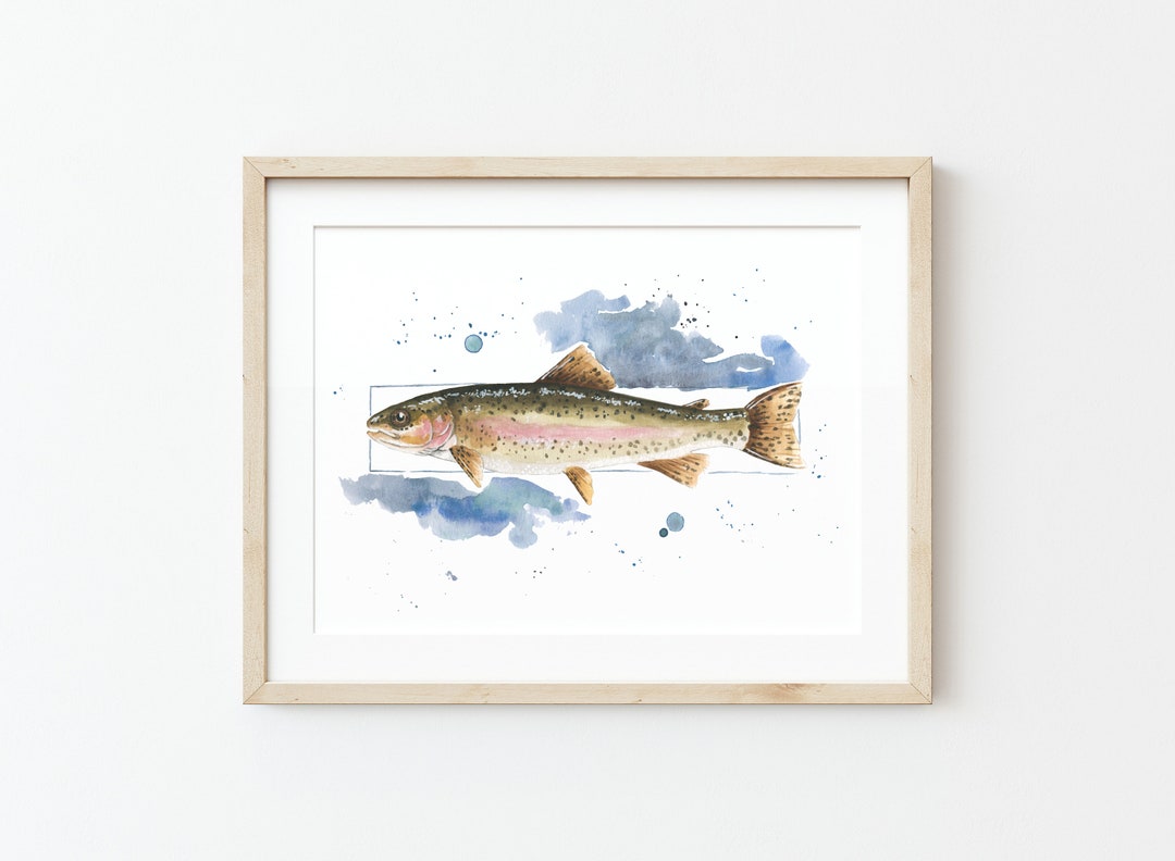 Rainbow Trout Watercolor Painting, Watercolor Trout, Angler Art ...