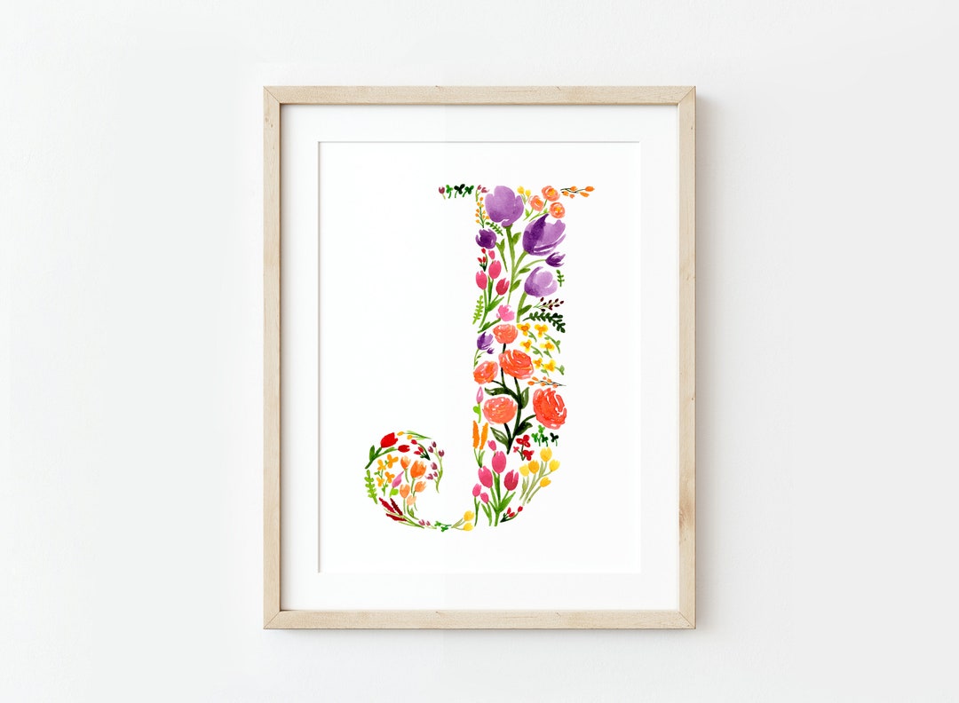 Floral Letter Watercolor Painting, Alphabet Flowers, Wildflowers ...