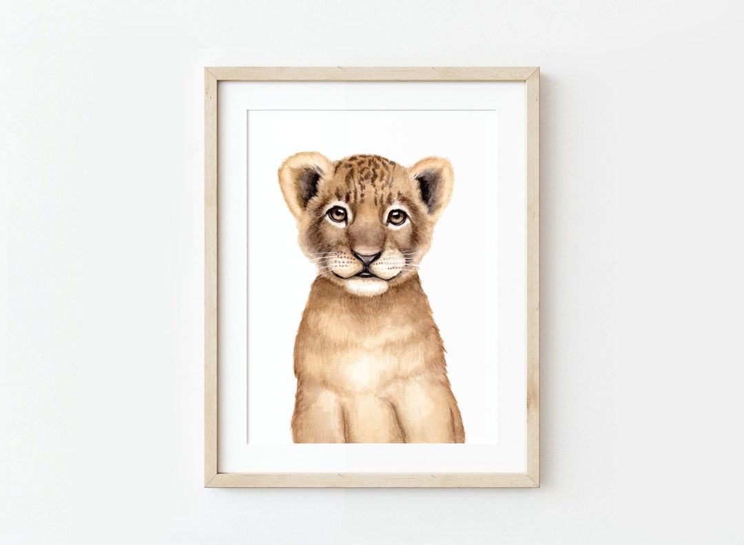 Lion Cub Watercolor Painting: African Wildlife Nursery Art - Etsy