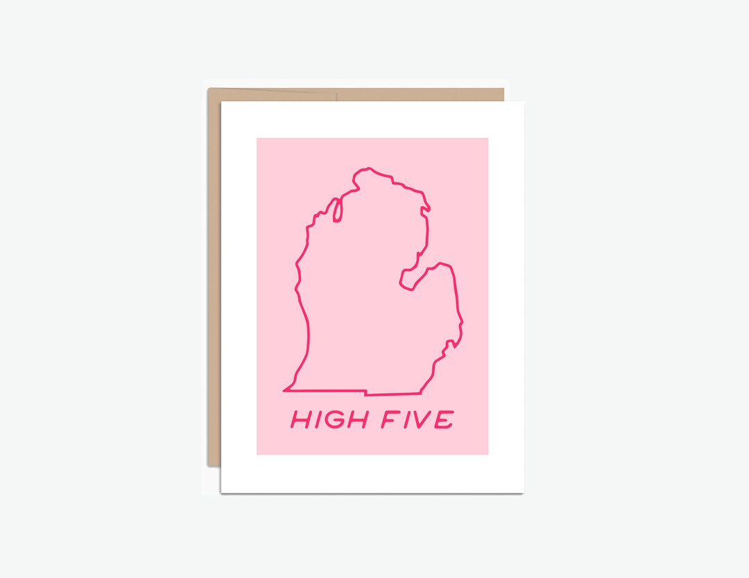 Michigan High Five Greeting Card: Mod Love Card - Etsy
