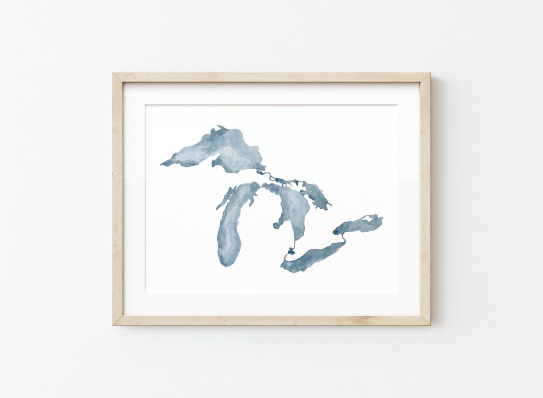 Great Lakes Watercolor Painting, Lake Michigan, Watercolor, Watercolor ...