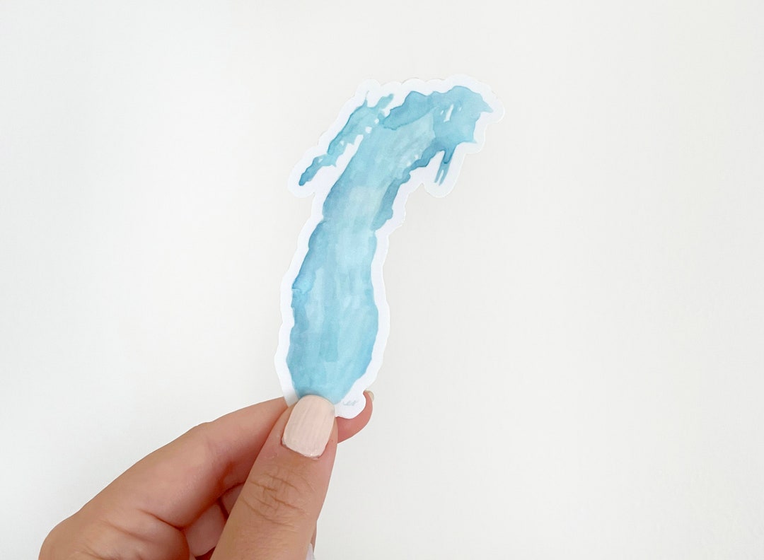 Lake Michigan Vinyl Sticker, Watercolor Lake, Michigan Sticker, Great ...