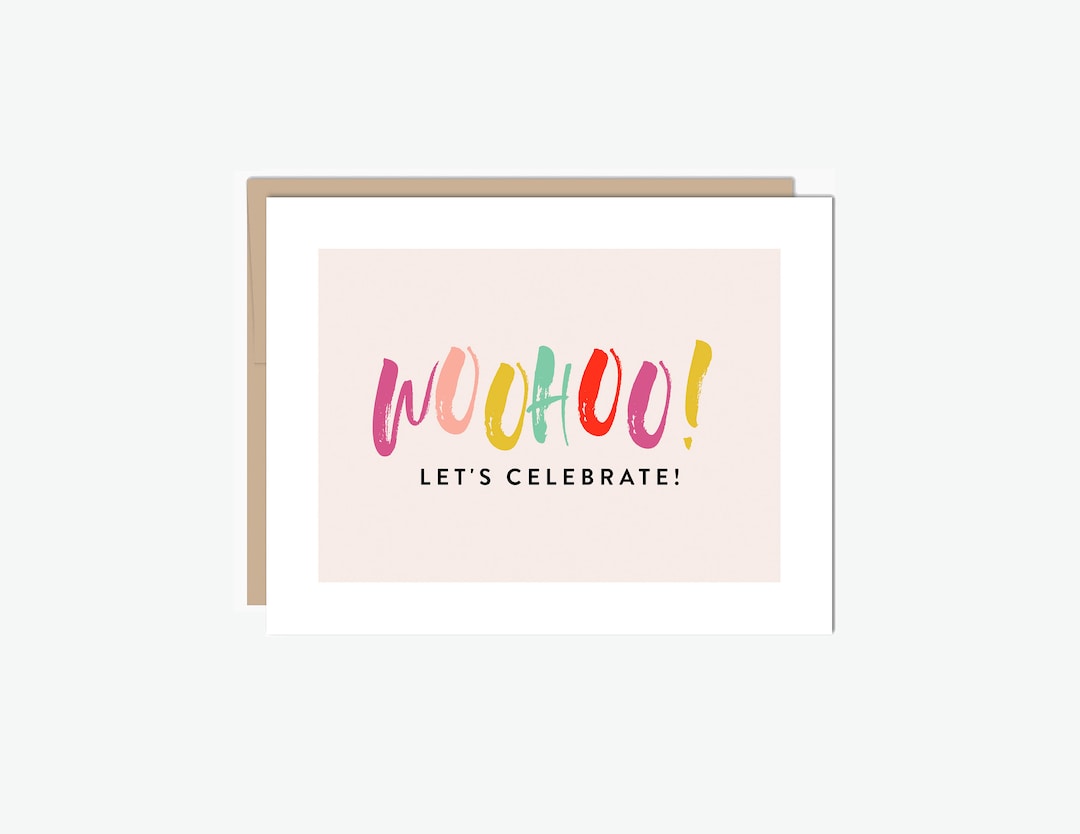 Woohoo! Birthday Card, Modern Lettering Card, Happy Happy Birthday Card ...