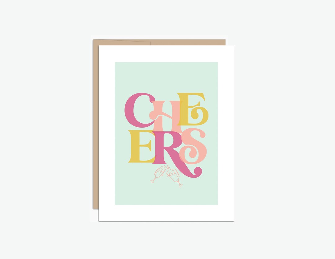 Cheers Birthday Card: Modern Lettering Celebration - Etsy