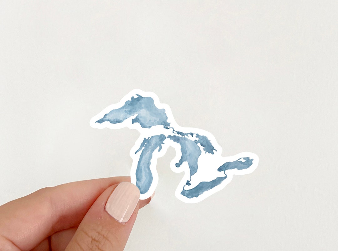 Great Lakes Vinyl Sticker, Watercolor Lakes, Michigan Sticker, the ...