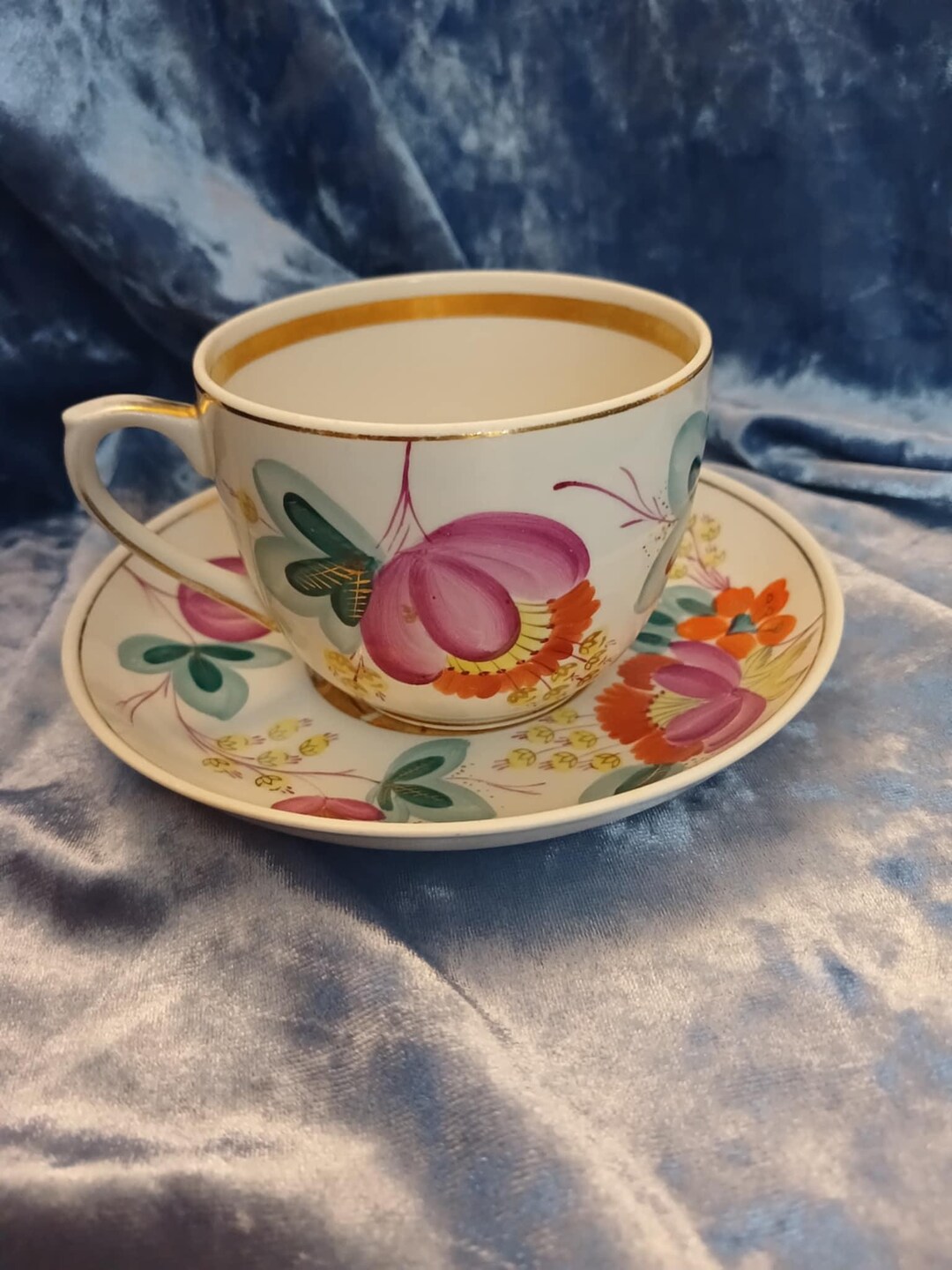 1 Tea Pare Verbilki 1950. Soviet Porcelaine Vintage Tea Pare, Hand ...