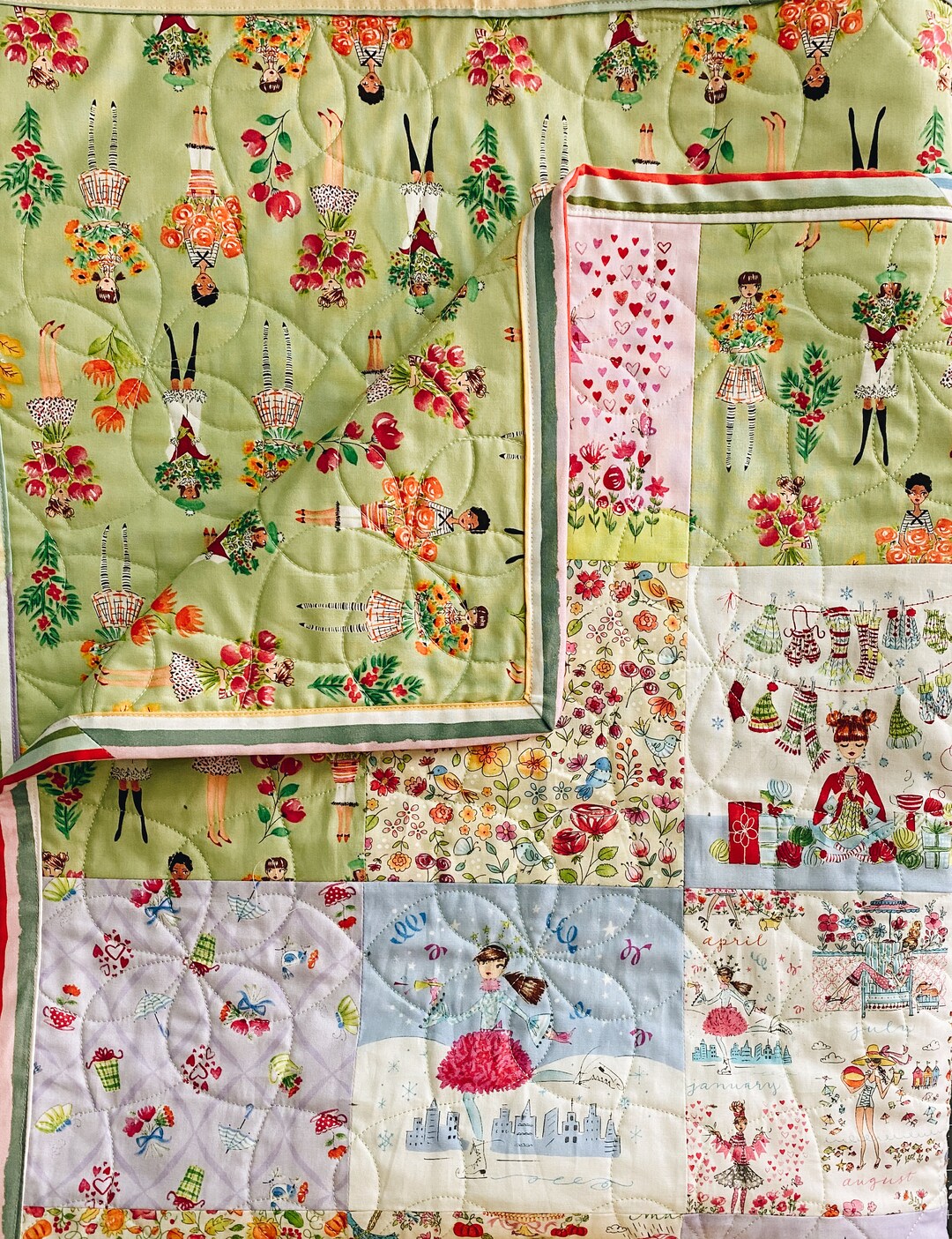 DIY Patchwork Calendar Girls Quilt Kit, Baby Girl Quilt Sewing Kit ...