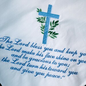 Personalized Heirloom Embroidered Handkerchief, Cross and Bible Verse ...