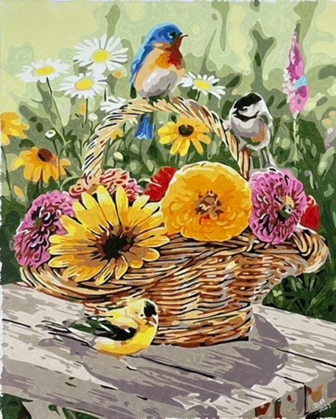 Paint by Number (finished)- Spring Birds - Etsy
