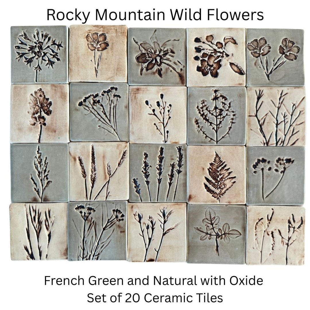 Wild Flower Ceramic Tile Set of 20 Tiles - Etsy