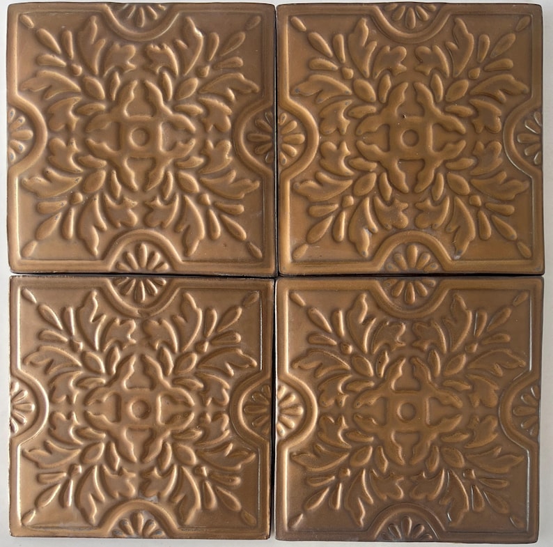 6"x6" Handmade Bronze, Tin Ceiling-inspired Ceramic Tiles - Etsy