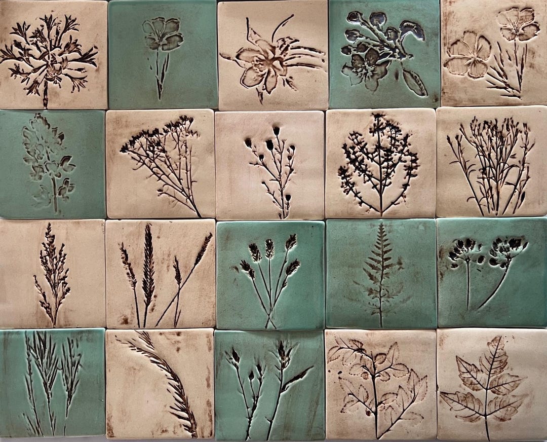 Wild Flower Ceramic Tile Set of 20 Tiles - Etsy