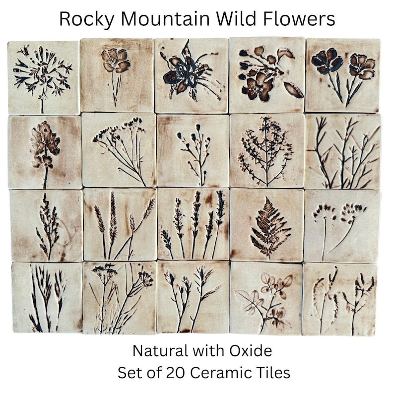 Wild Flower Ceramic Tile Set of 20 Tiles - Etsy
