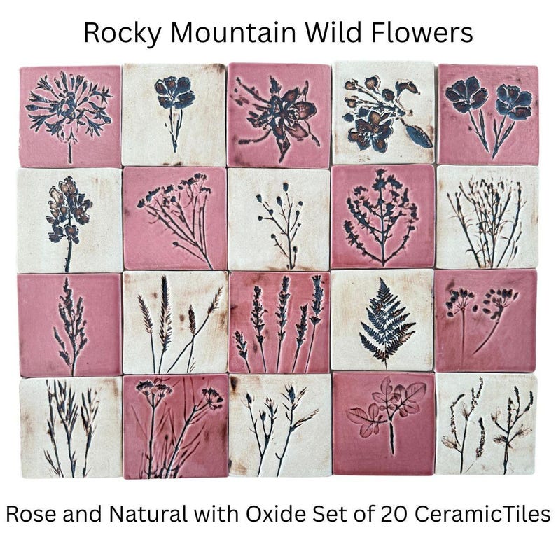 Wild Flower Ceramic Tile Set of 20 Tiles - Etsy