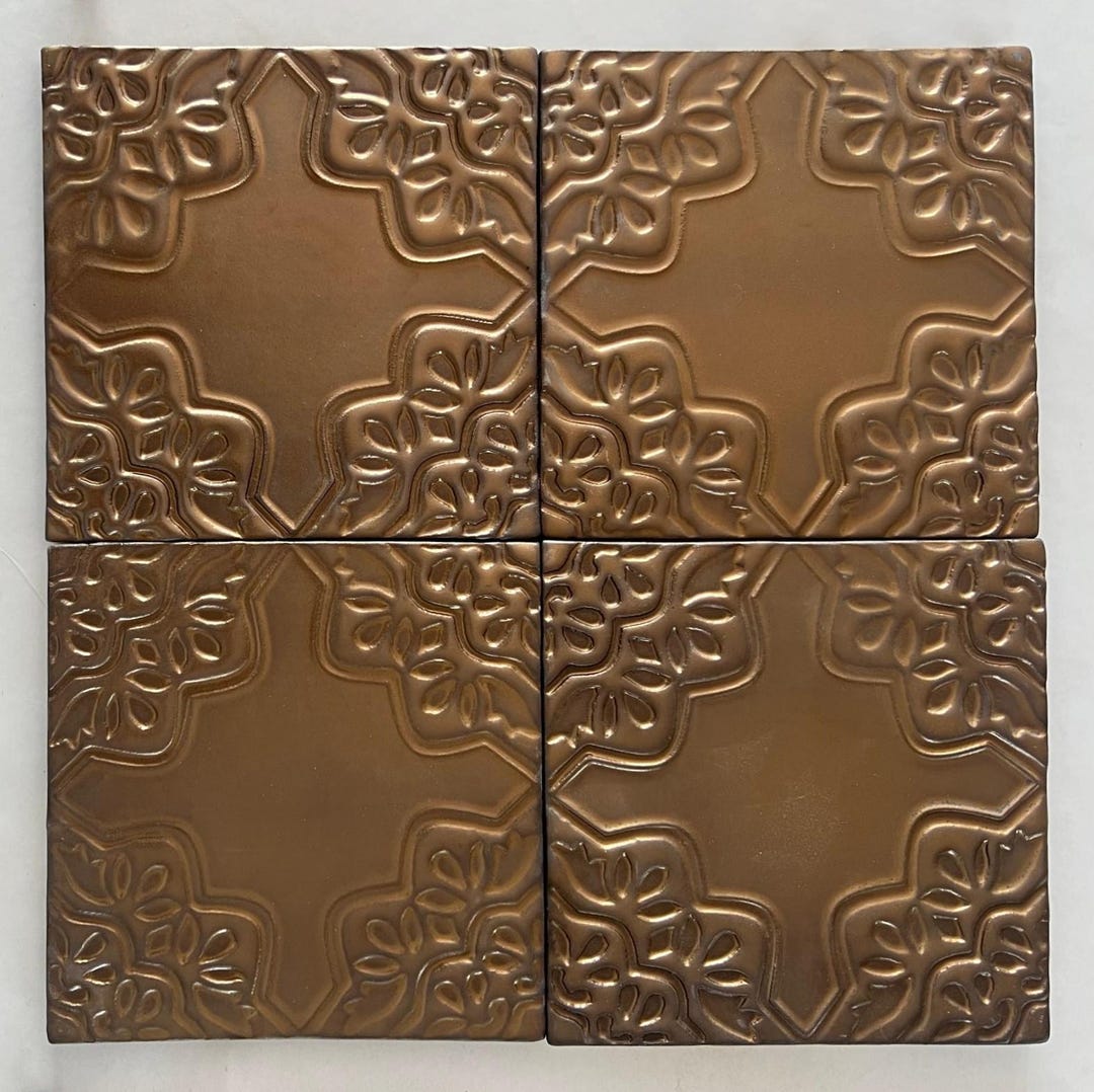 6"x6" Handmade Bronze, Tin Ceiling-inspired Ceramic Tiles - Etsy