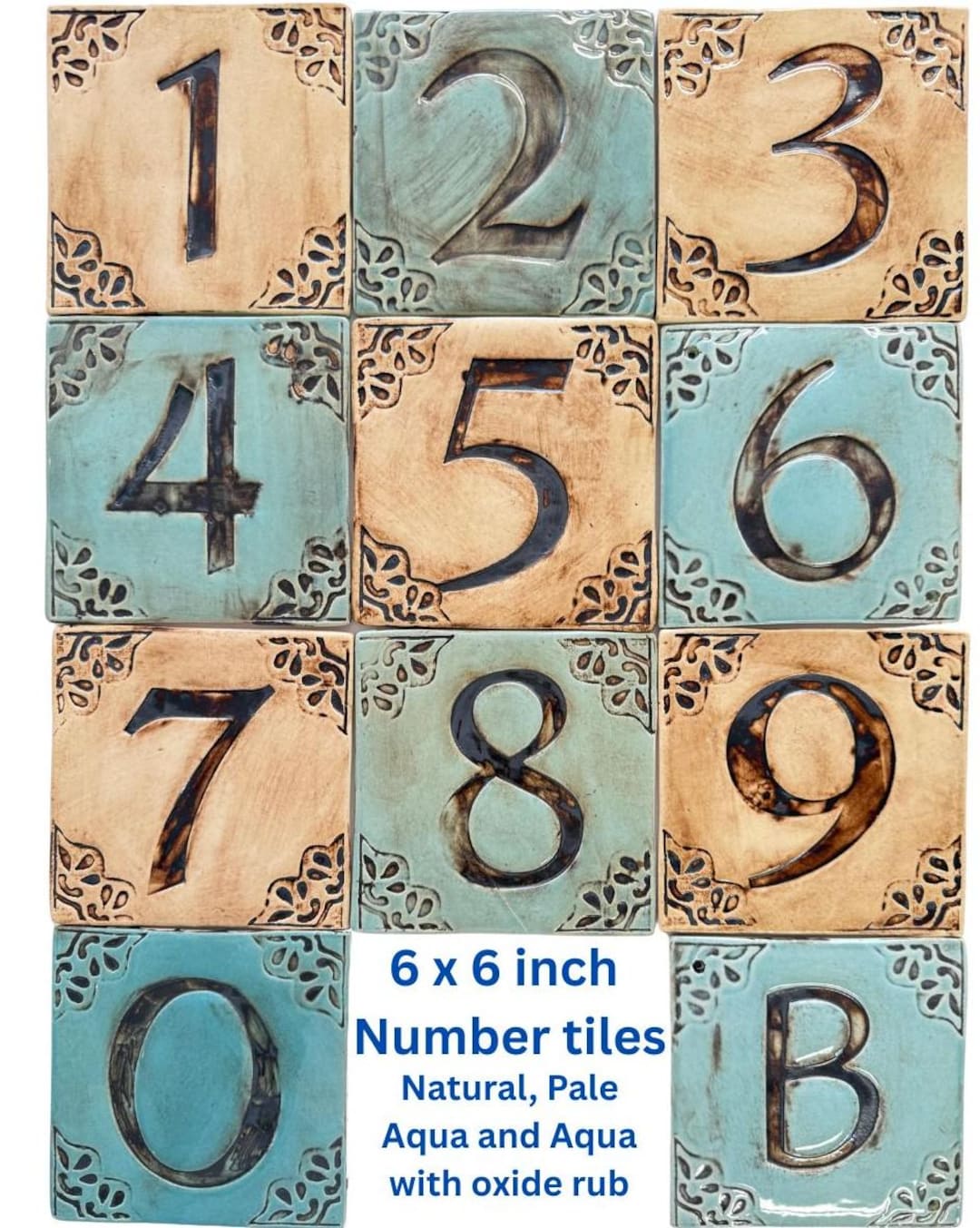 Address Numbers 6"x6" Ceramic Tile With Oxide Rub. - Etsy