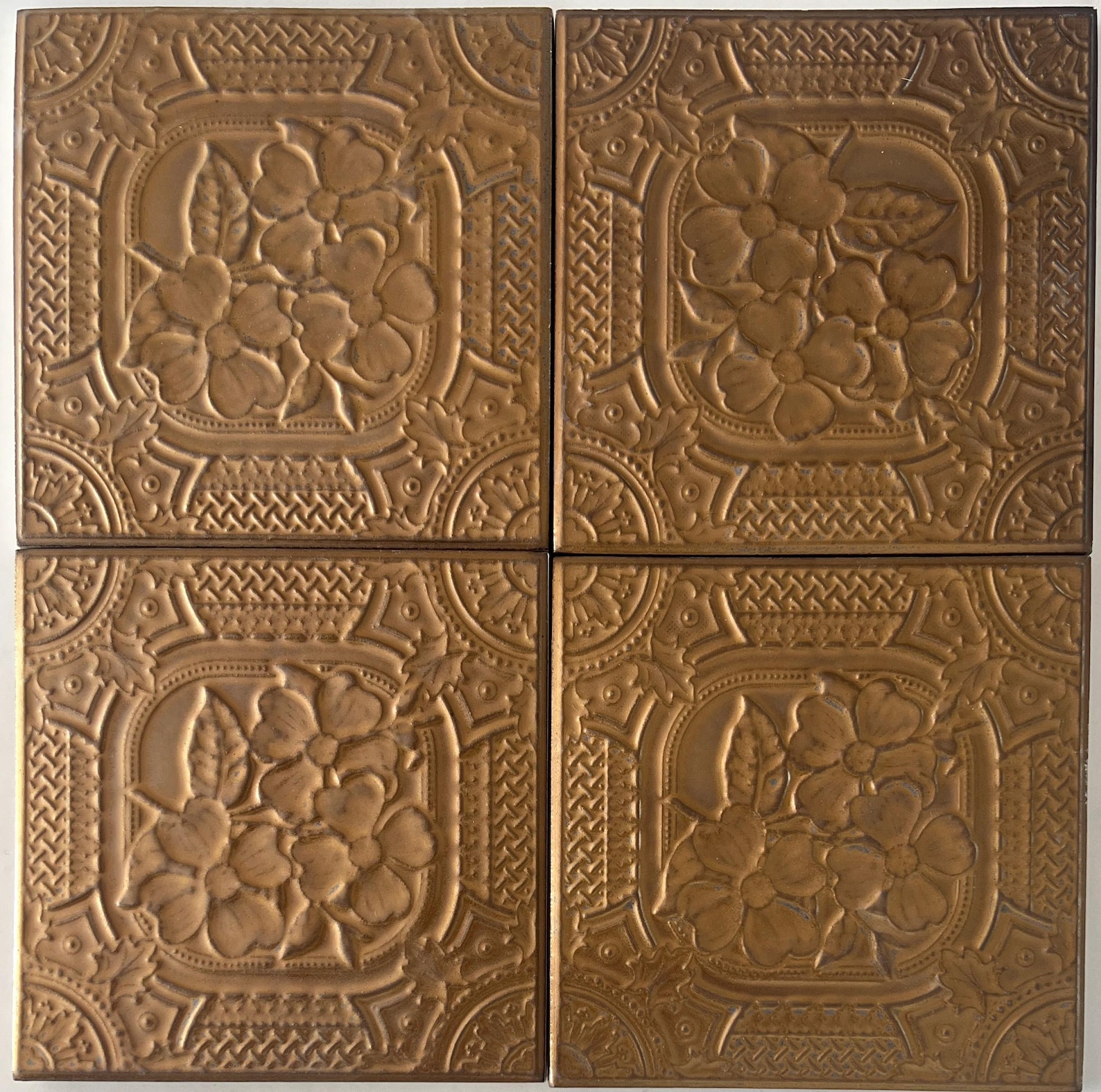 6"x6" Handmade Bronze, Tin Ceiling-inspired Ceramic Tiles - Etsy