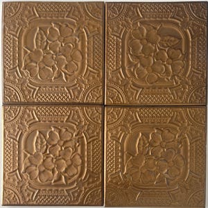 6"x6" Handmade Bronze, Tin Ceiling-inspired Ceramic Tiles - Etsy