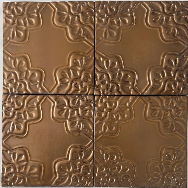 6"x6" Handmade Bronze, Tin Ceiling-inspired Ceramic Tiles - Etsy
