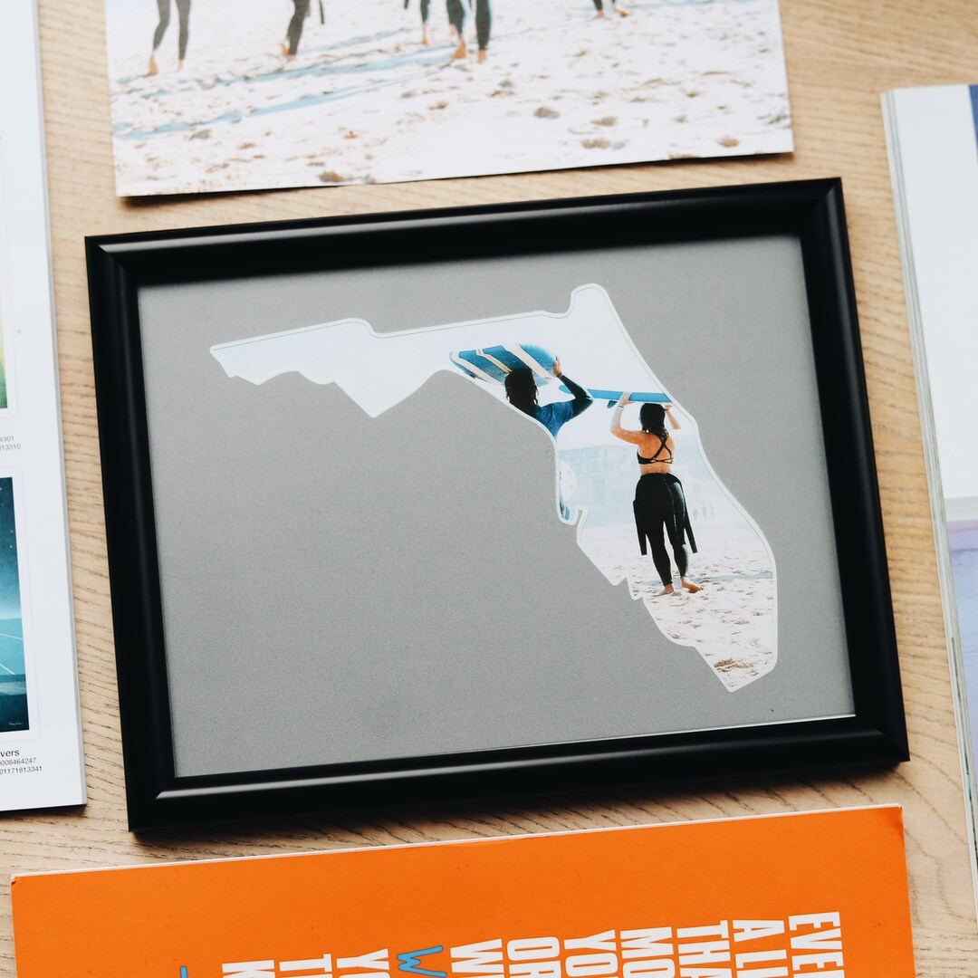 Florida Wall Map Picture Frame Insert Your Own Photo 6x8 Inches Easy to ...