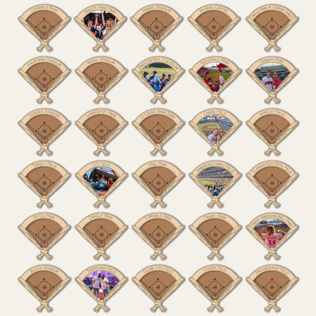 Wooden Baseball Stadiums Photo Tracker | 30 Ballparks Bucket List (set ...