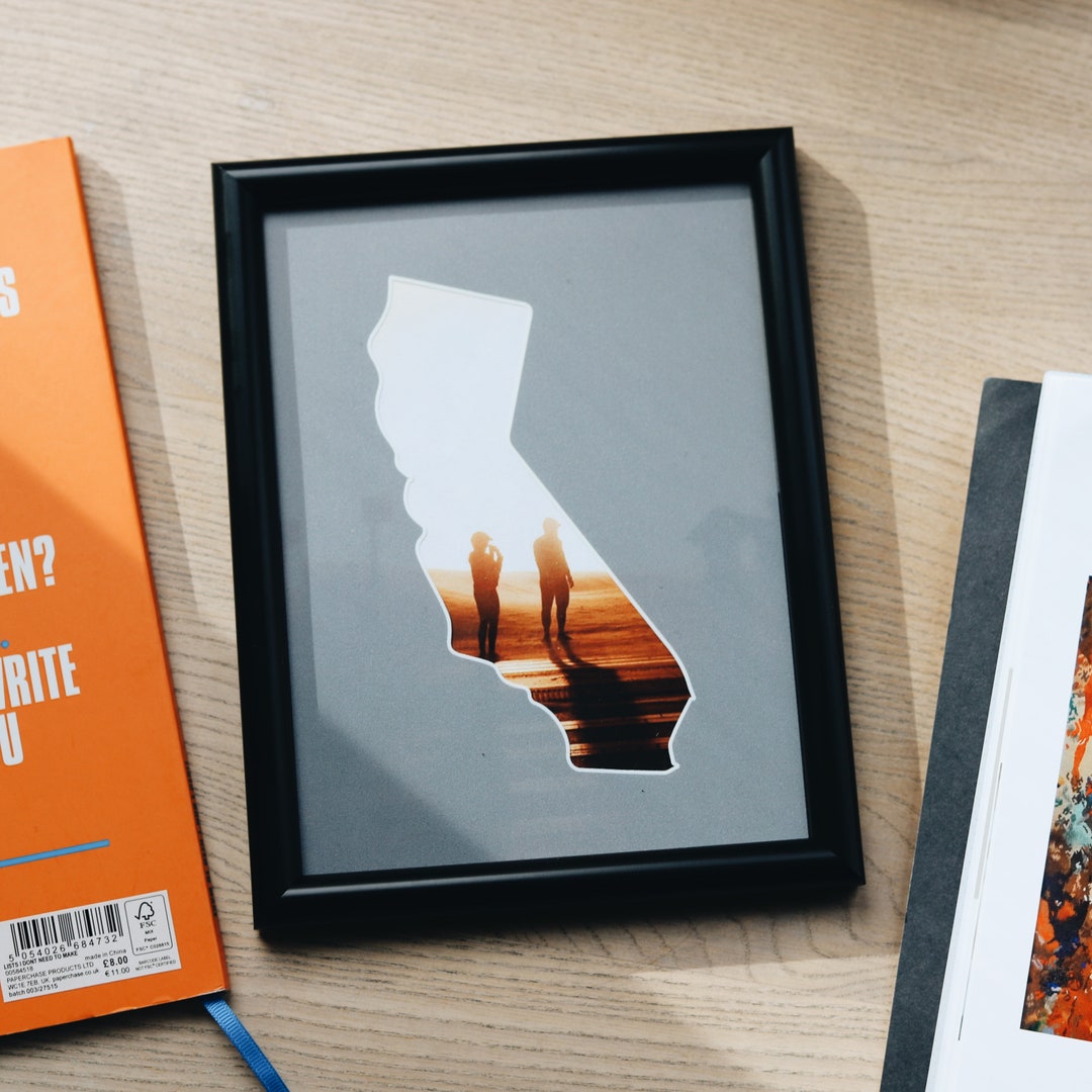 California Wall Map Picture Frame Insert Your Own Photo 6x8 Inches Easy ...