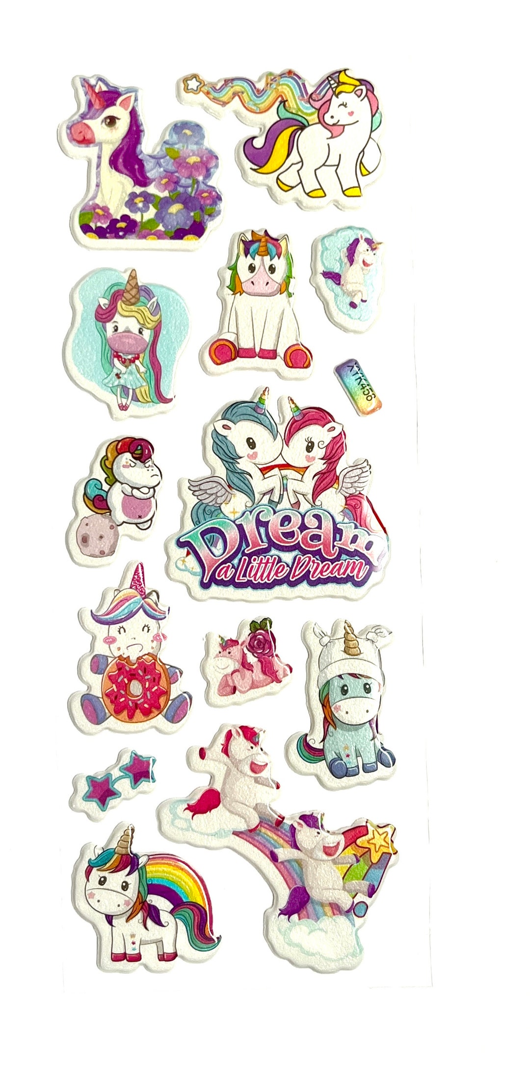 Unicorn Cartoon Sticker Sheet / Puffy Stickers / Bubble Stickers ...