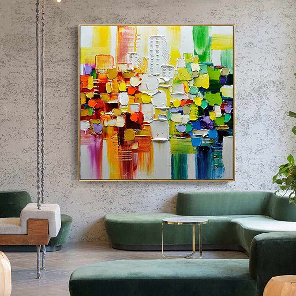 Original Abstract Colorful Wall Paintings on Canvas, Handmade Colorful ...