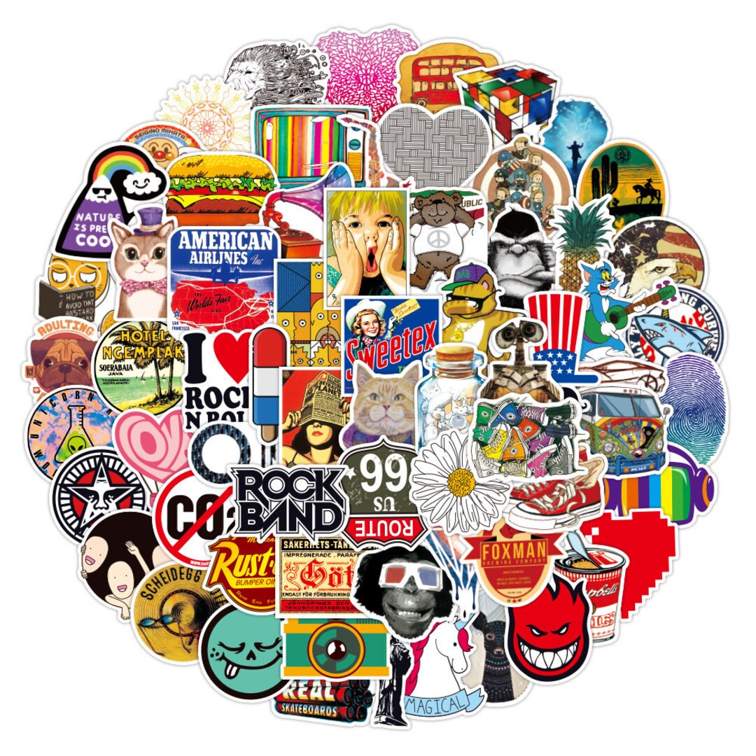 50 100 200 Pcs Cool Random Stickers Vinyl Skateboard Stickers, Variety ...
