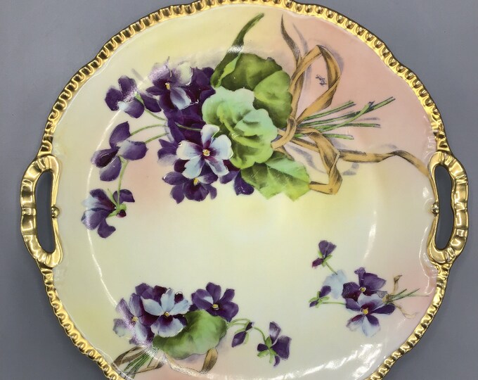 Lovely Hand-painted Violets Cake Plate Vintage Prussia Plate Vintage ...