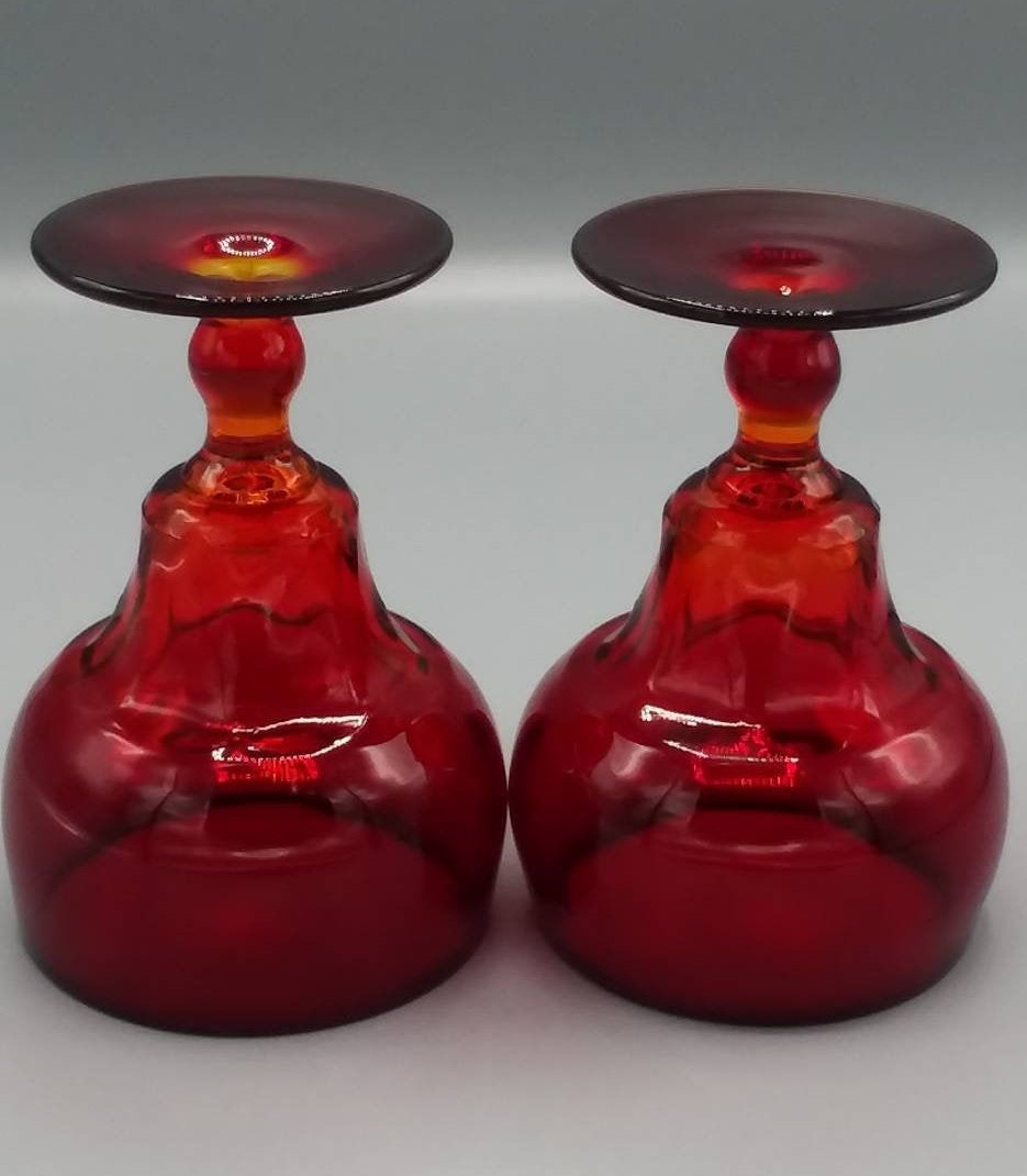 Vintage Ruby Red Amberina Goblets Vintage Amberina Glass Vintage Ruby ...