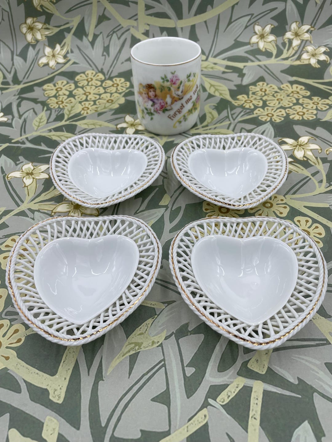 Vintage Porcelain Heart Dishes Set of 4 Decorative Heart Dishes ...