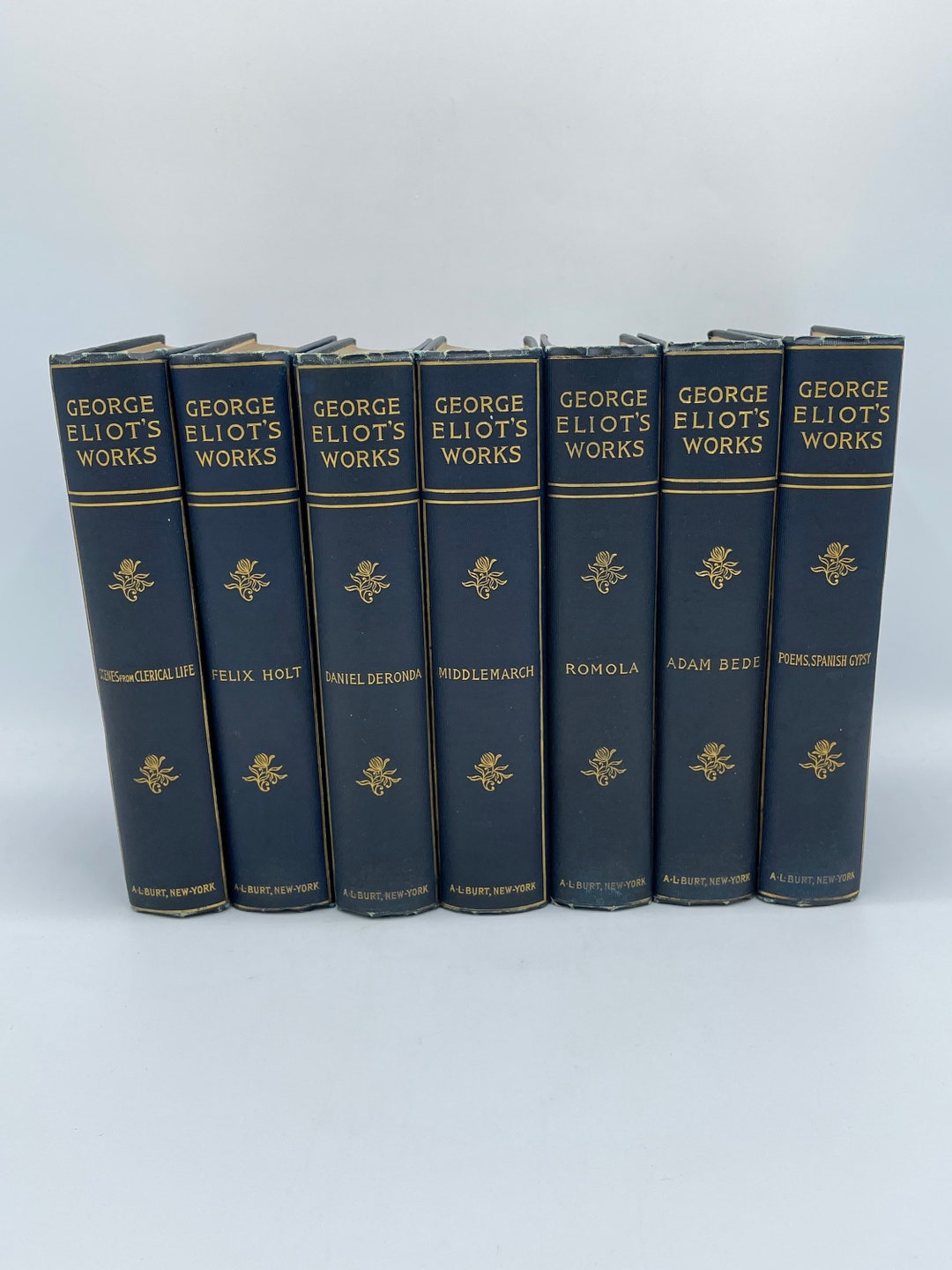 Antique Blue Book Set Antique George Elliot Book Set Middlemarch Silas ...