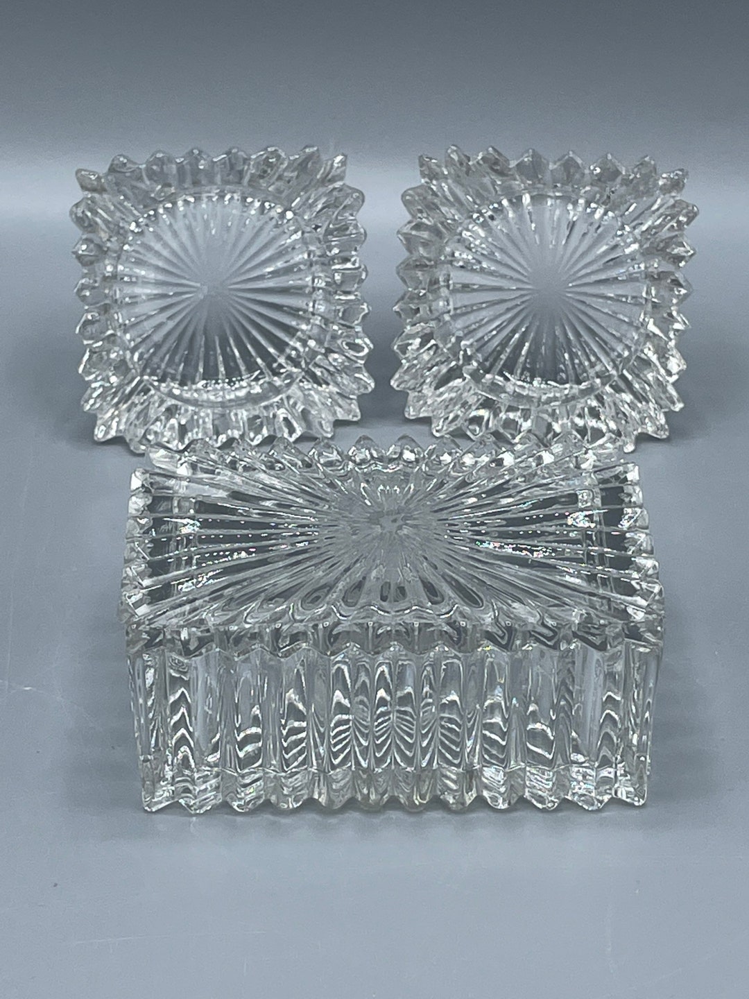 Vintage Heisey Ridgeleigh Cigarette Box W/ Ashtrays Vintage Heisey ...