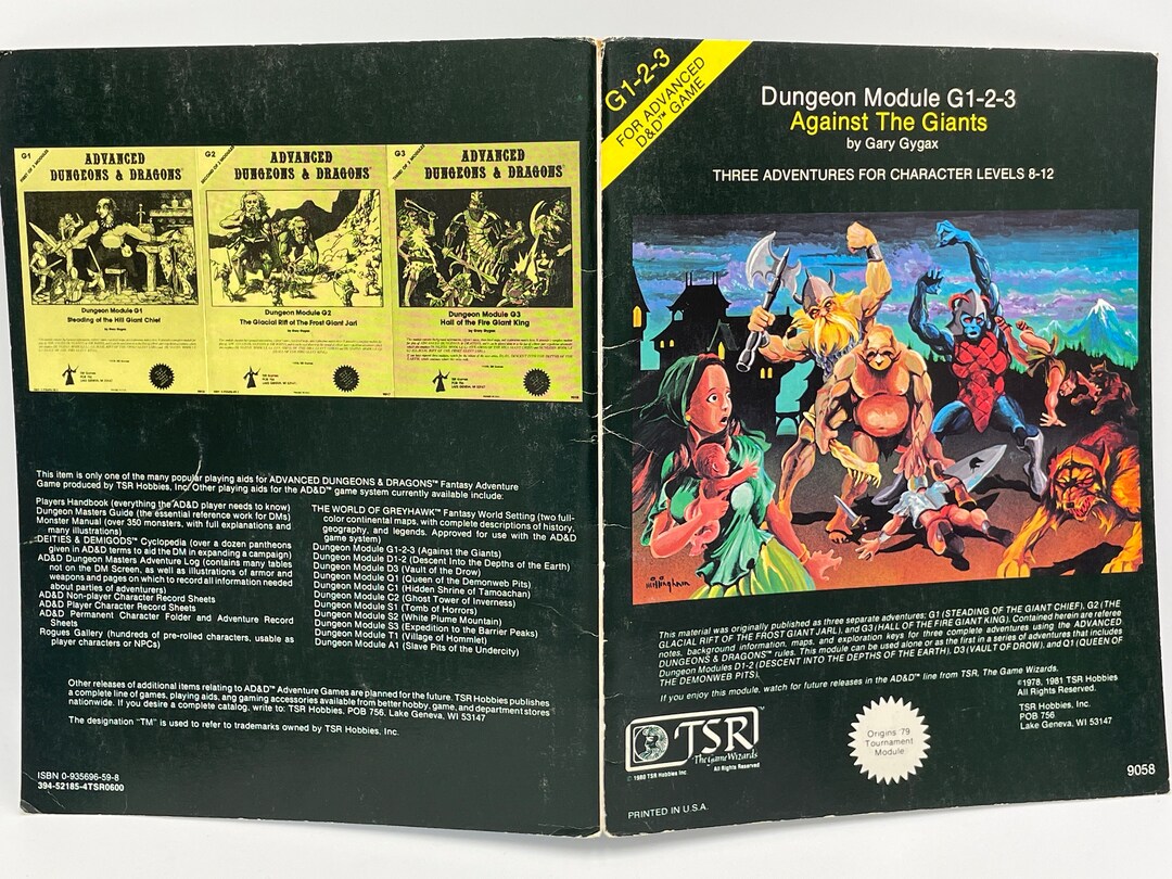 Vintage Dungeons and Dragons Advanced Dungeon Module Against the Giants ...