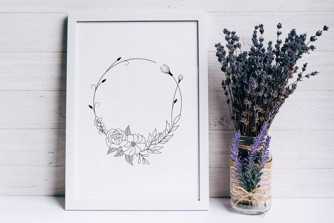 Hand Drawn Floral Frame Botanical Clipart Frame Leaves Leaf Frame ...