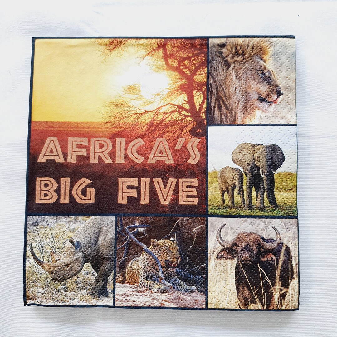 Africa's Big Five, 6x Paper Napkins for Decoupage Scrapbooking ...