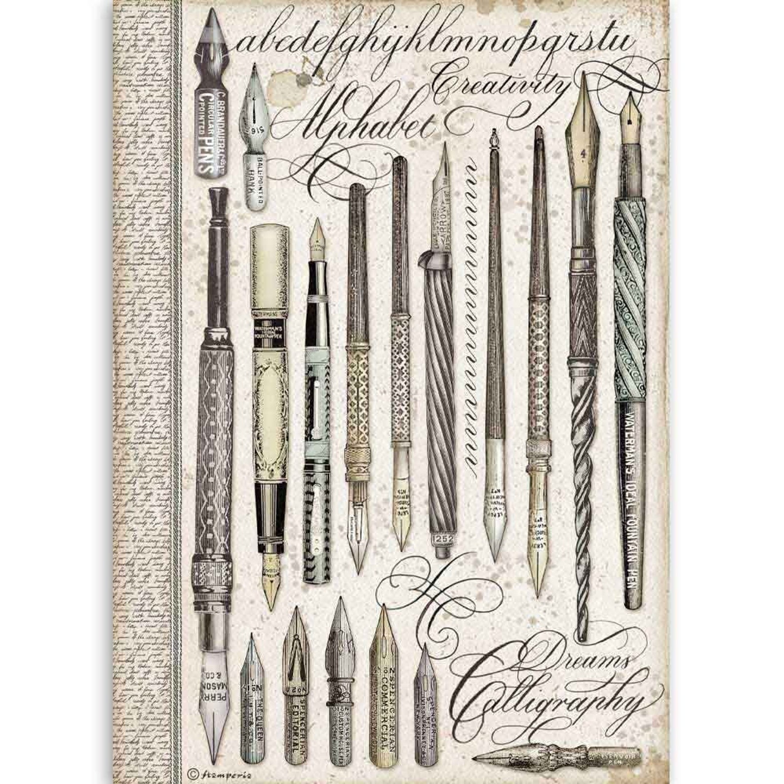 Decoupage Rice Paper A4 Vintage Pens Stamperia Dfsa4526 size - Etsy