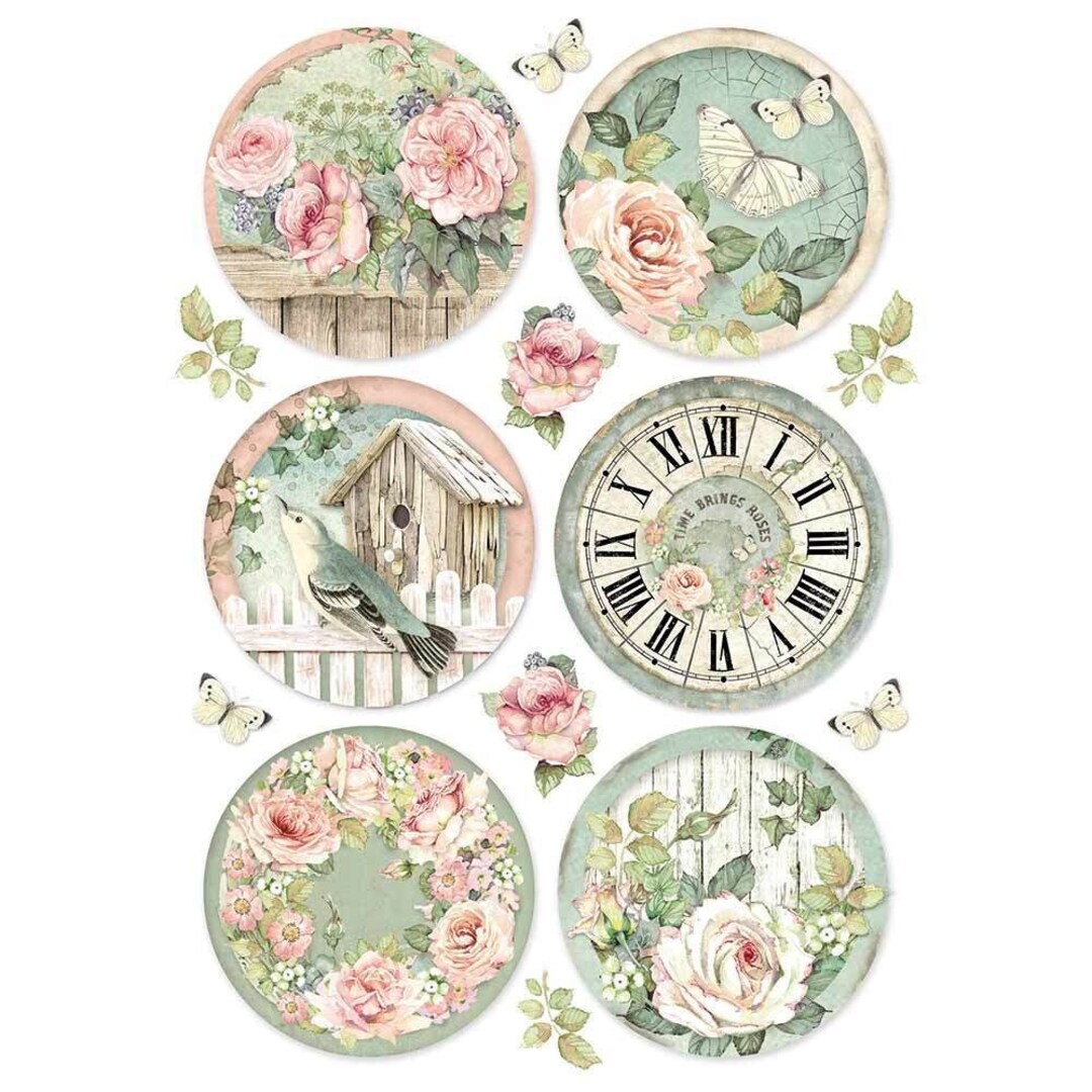 Decoupage Rice Paper A4 Round Clocks Stamperia Dfsa4447 size 8.26 X 13. ...