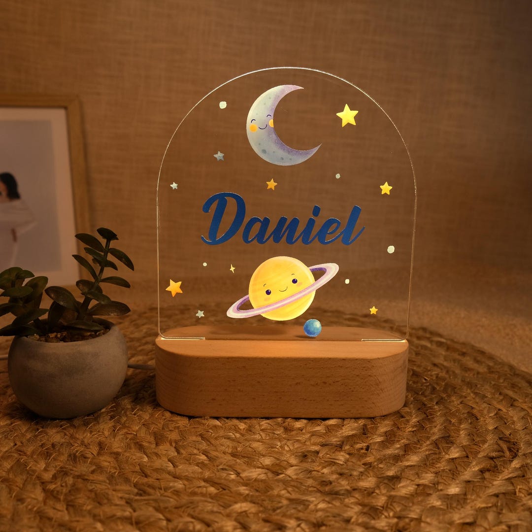 Custom Space Night Light for Kids – Personalized LED Nursery Lamp With ...