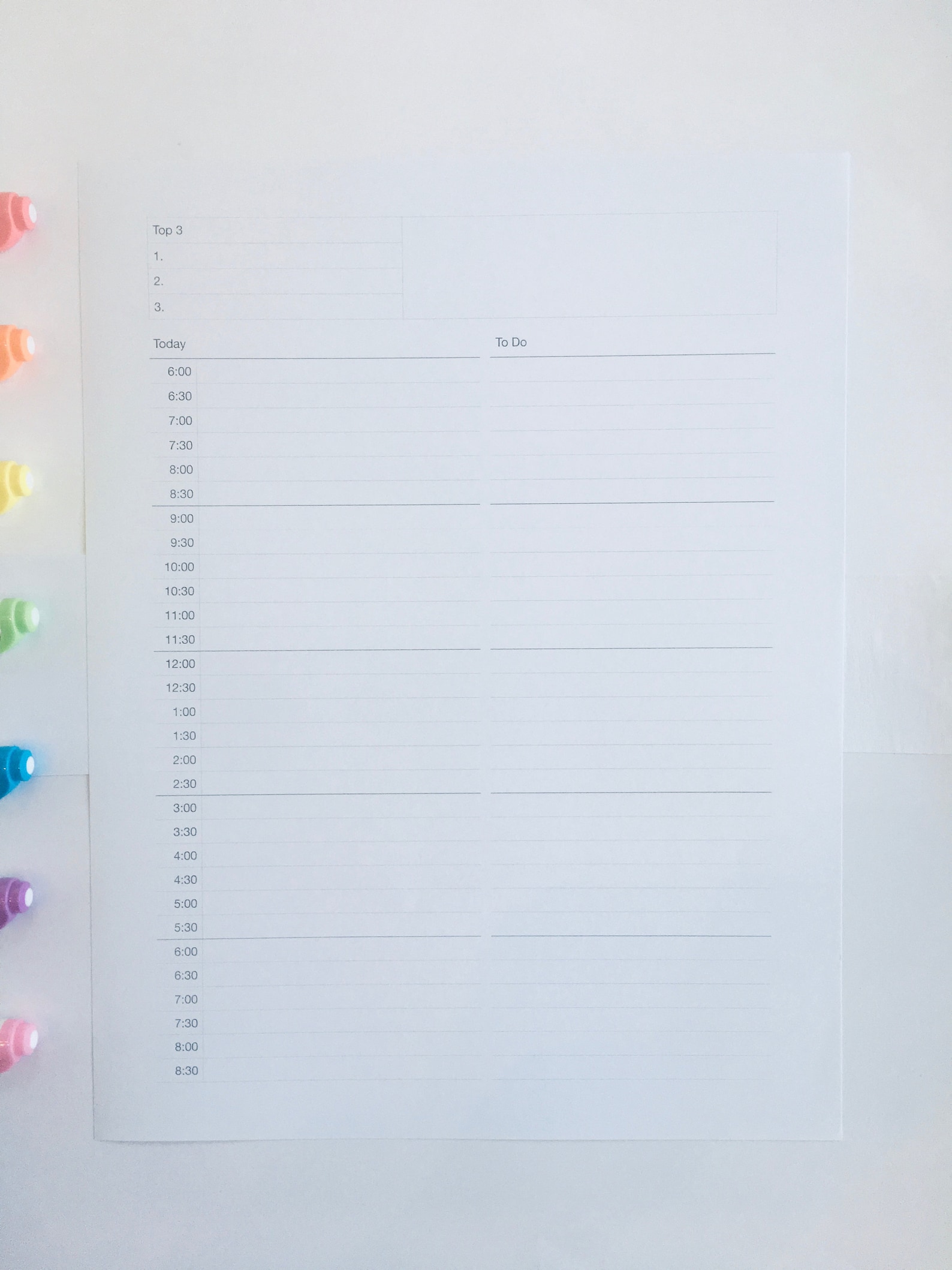 Printable Hourly Planner Insert Letter Size for Daily Planning DO1P Arc ...