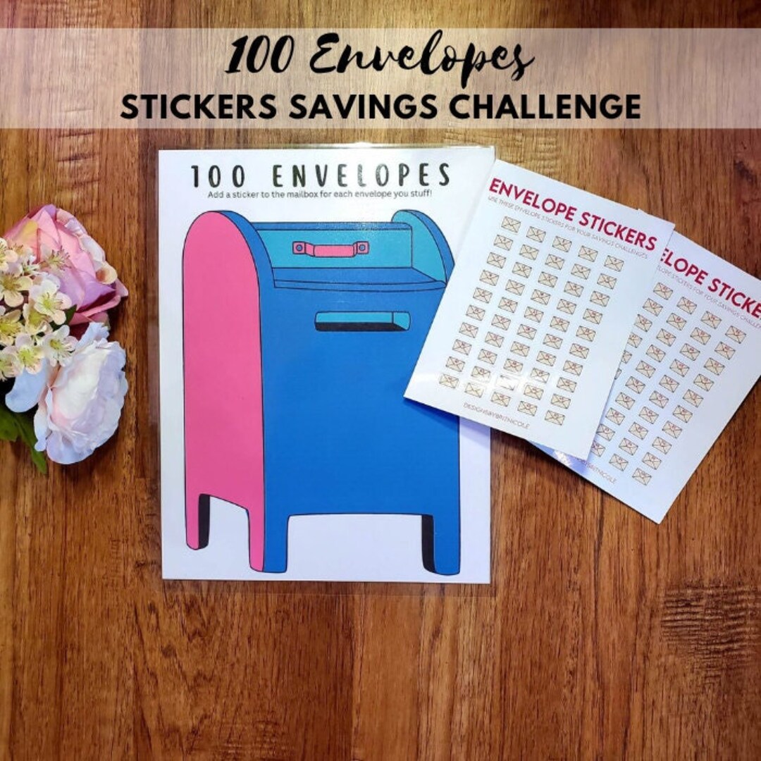 100 Envelopes Sticker Savings Challenge, Sticker Savings Challenge, 100 ...